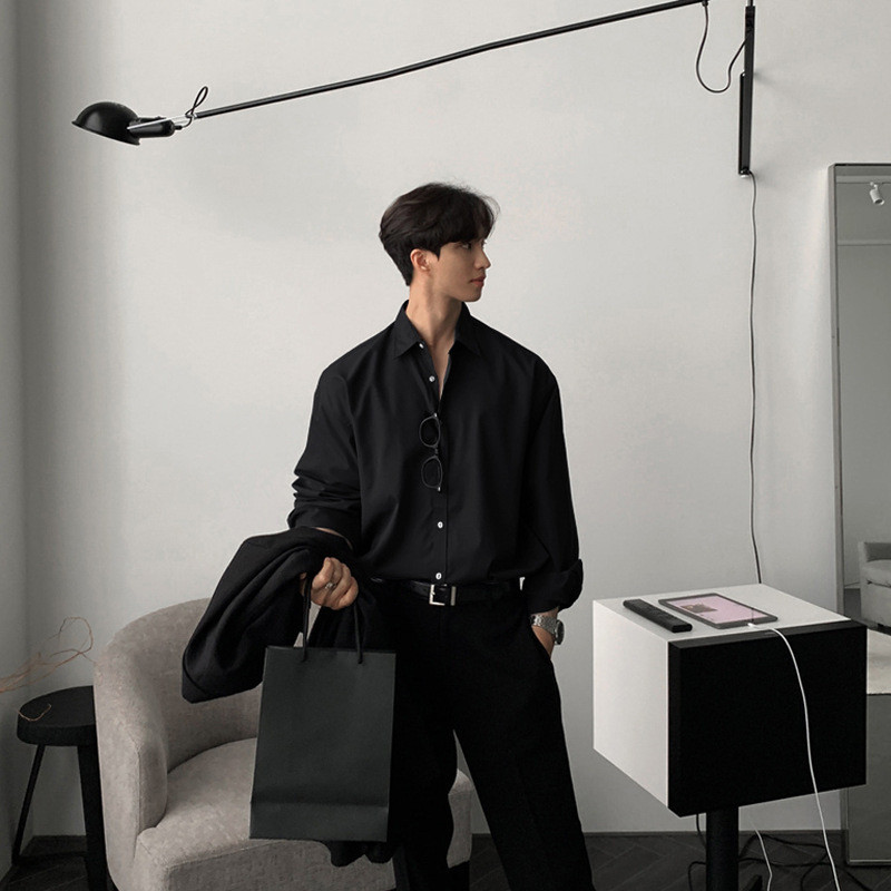 yuppie men's , men's long sleeved, high-end gray, light mature style ...