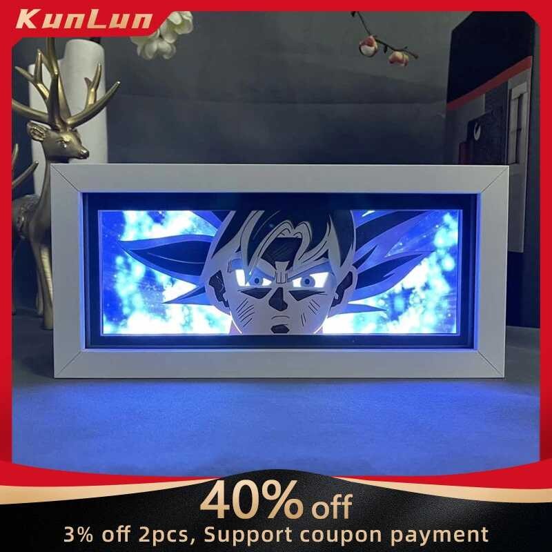 Anime DRAGON BALL Peripherals Son Goku Figure Led Light Paper Cut ...