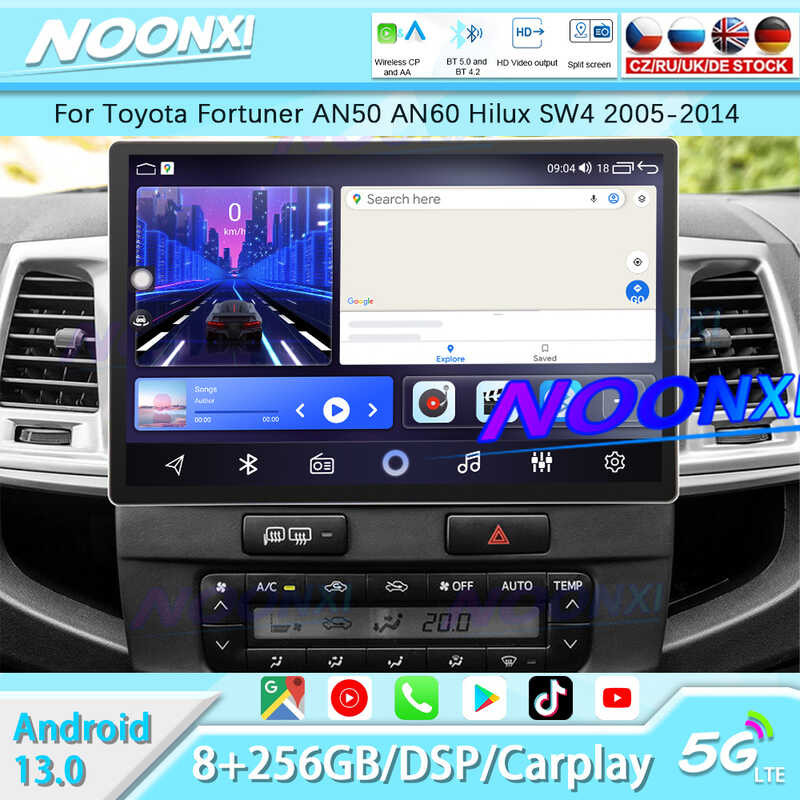Toyota For Fortuner AN50 AN60 HI Revo SW4 2005-2014 Android 13 QLED 2K Screen Car Radio ...
