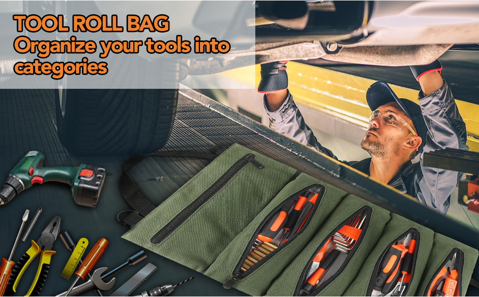 Tool Bag Roll Up Small Tools Box Storage Heavy Duty Tool Organizer ...