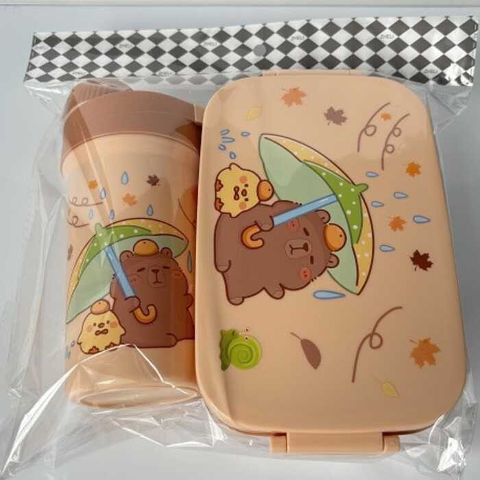 Fruit Capibala Set Student Cartoon Cute Office Lunch Box Sports Water ...