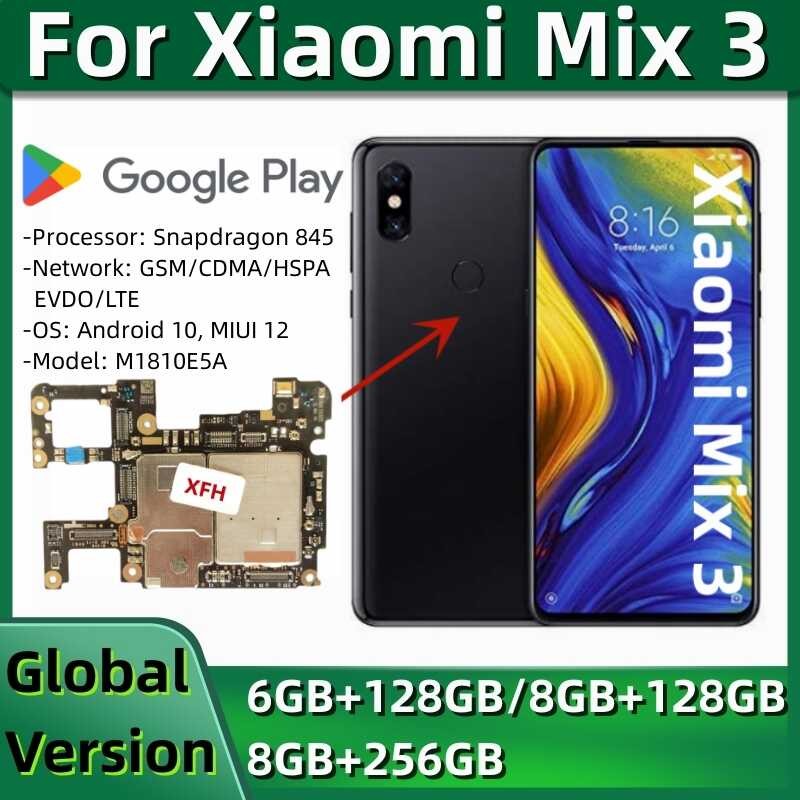 Mainboard For Xiaomi Mi Mix 3, Original Unlocked Motherboard PCB Module, 128Gb, 256Gb, With ...