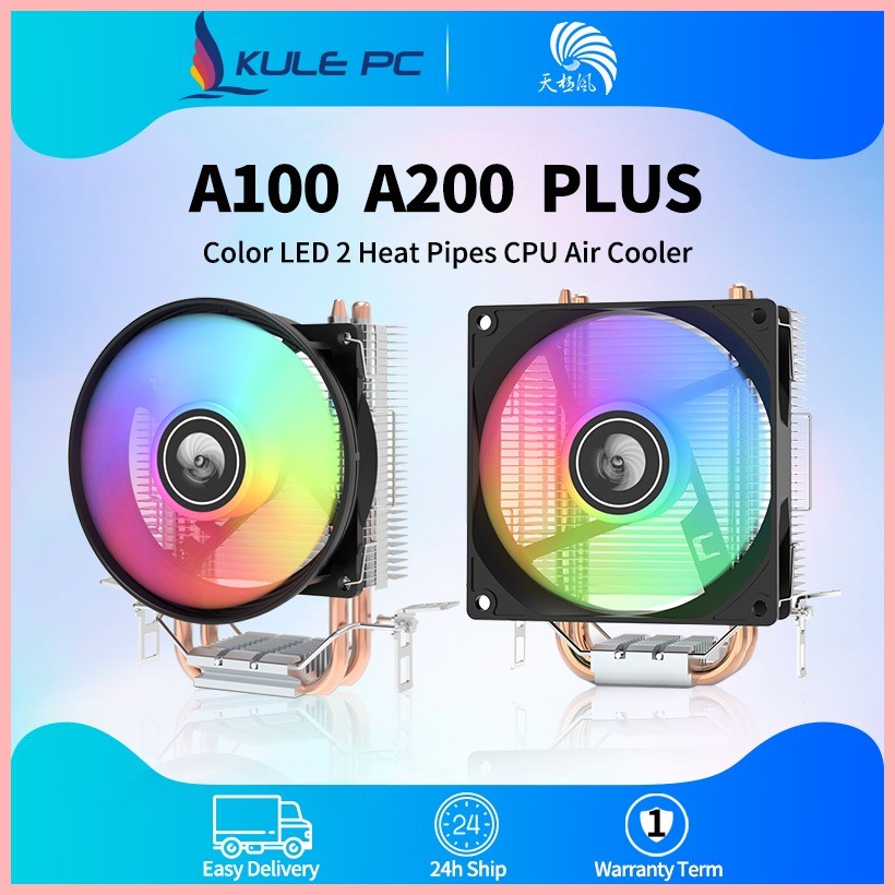 TJ A100 PLUS A200 PLUS CPU Air Cooler Color LED 90mm CPU Fan 2 Heat ...