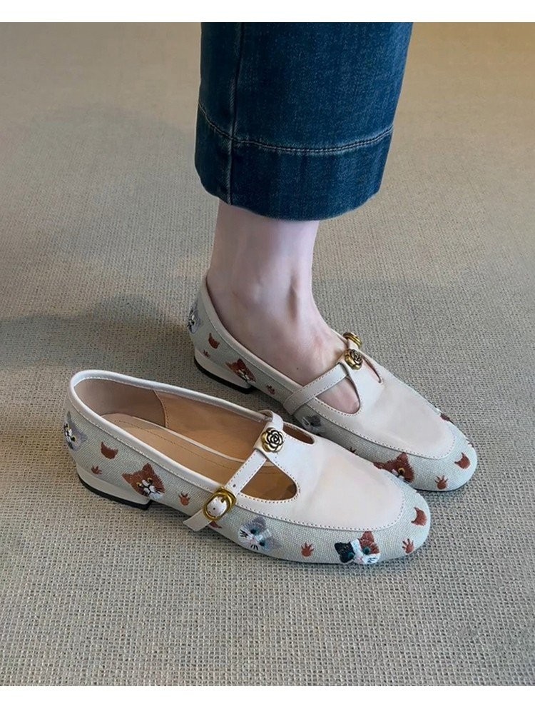 Fashion Round-Toe Women's Low Heels(1-3cm)Rubber Buckle Strap Chunky ...