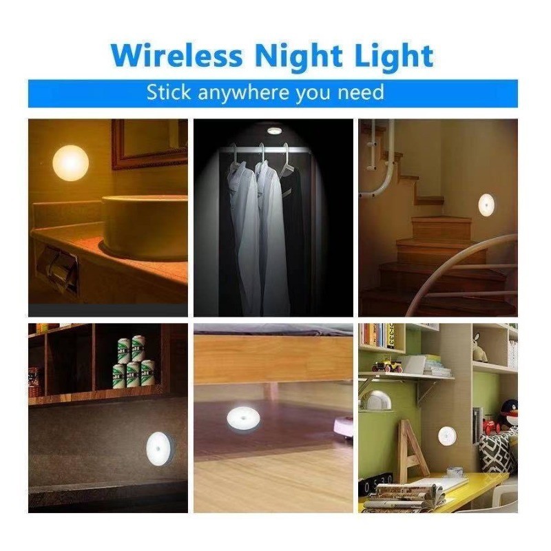 HOKEMP USB Rechargeable Stick on Push Night Light Mini Tap LED Lamp ...
