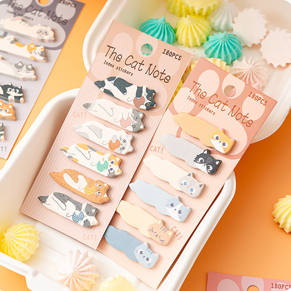 180 Sheets Cute Cat Sticky Notes Student Classified Indexing Stickers ...