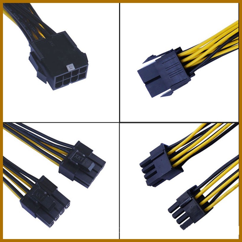8 Pin To 2X8Pin 6+2 Pin Power Splitter Cable PCIE VGA GPU Graphics ...