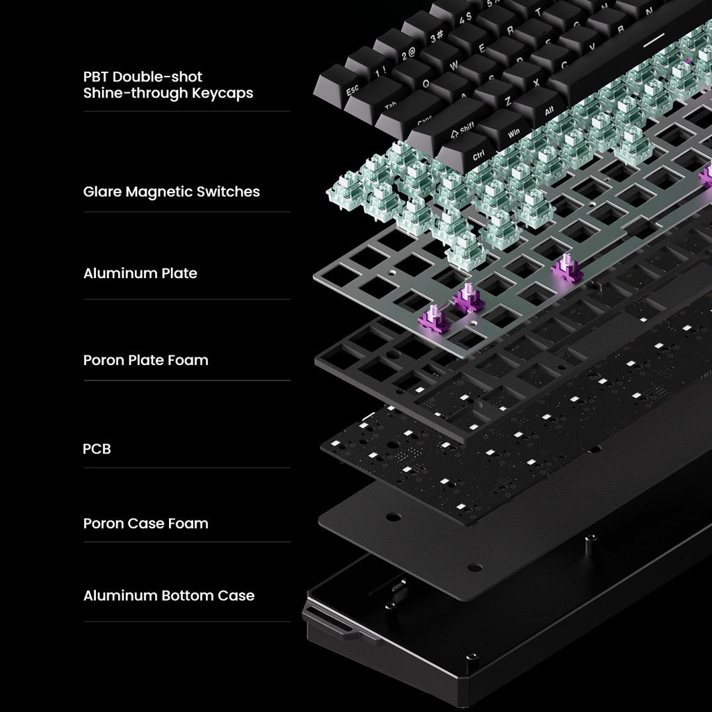 FUN60 Ultra Mechanical Gaming Aluminum Keyboard Magnetic Switch Rapid ...