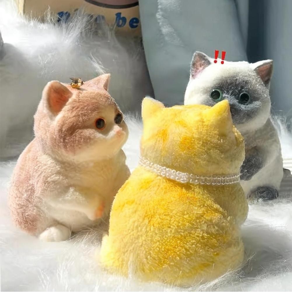 Cute Simulation Cat Squeeze Toy Silicone Pinch Decompression Toy TPR ...