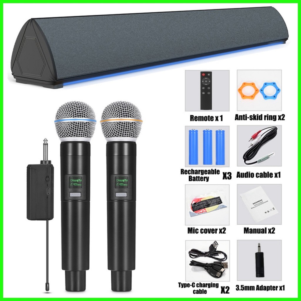 ๑ ♂ Home Theater Mini Karaoke TV Speaker Soundbar with Mic Blutooth ...