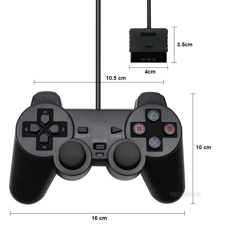 RUIPENGDA Transparent Color Wired Controller For PS2 /PS1 Console Vibration Joystick Gamepad ...