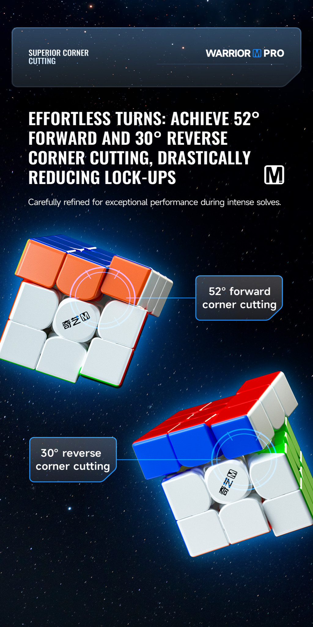 Qiyi Warrior M Pro 3x3 Magnetic Speed Cube 11-Level Adjustment 48 ...