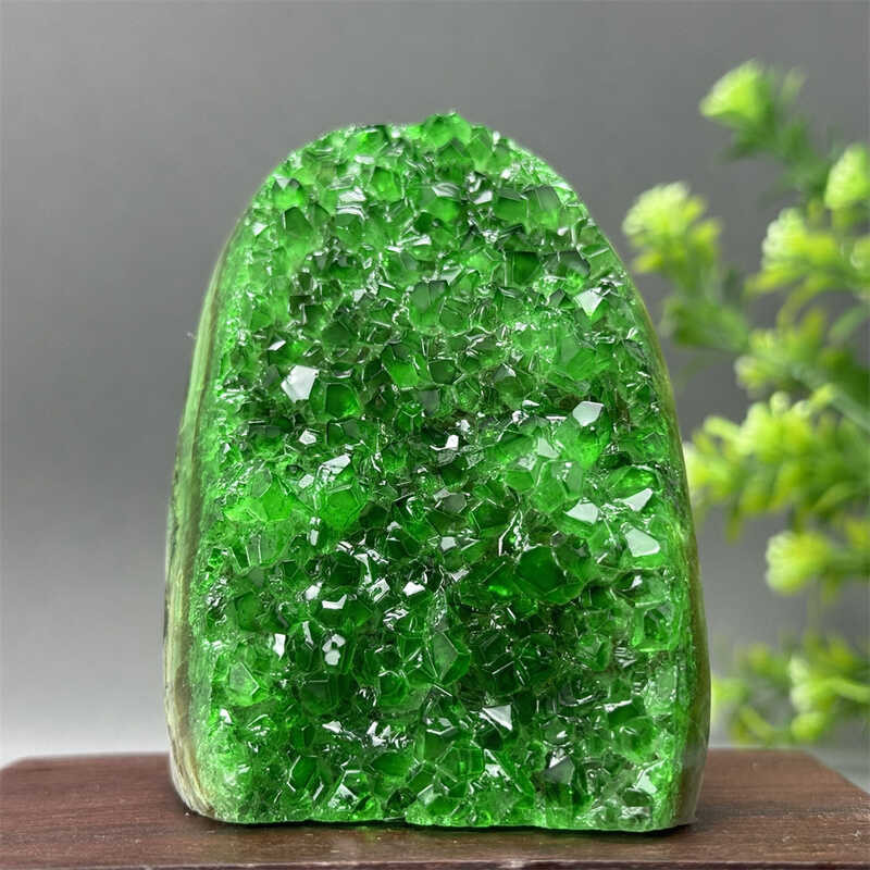 Natural Rare Brazilian Green Geode Mineral Raw Stone Crystal Cluster ...