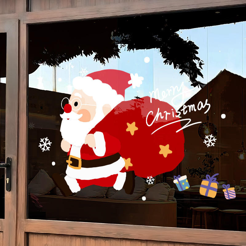 Christmas Decorative Glass Stickers 2025 Santa Claus Window Stickers ...