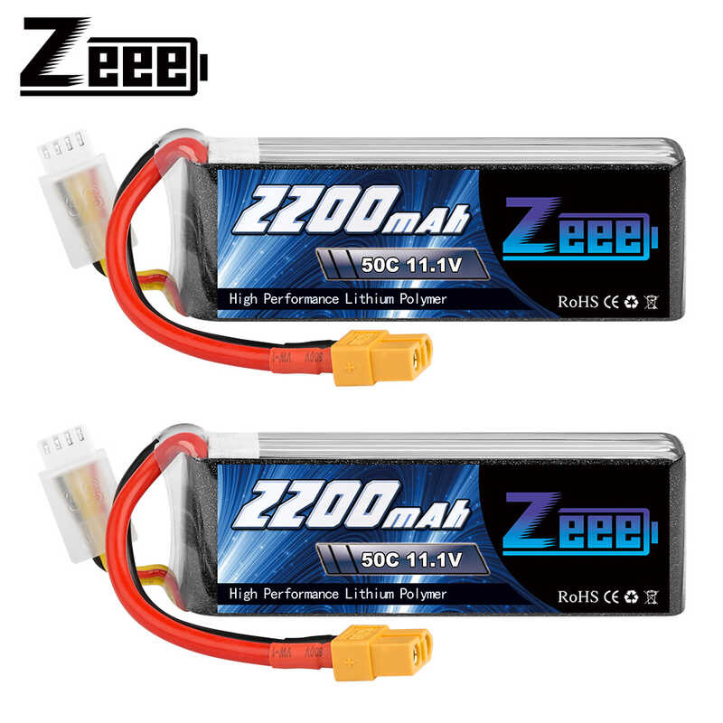 2Pcs Zeee 3S 11.1V 50C 2200Mah Lipo Battery With Xt60 Plug For Quadcopter Qav250 Drone Boat ...