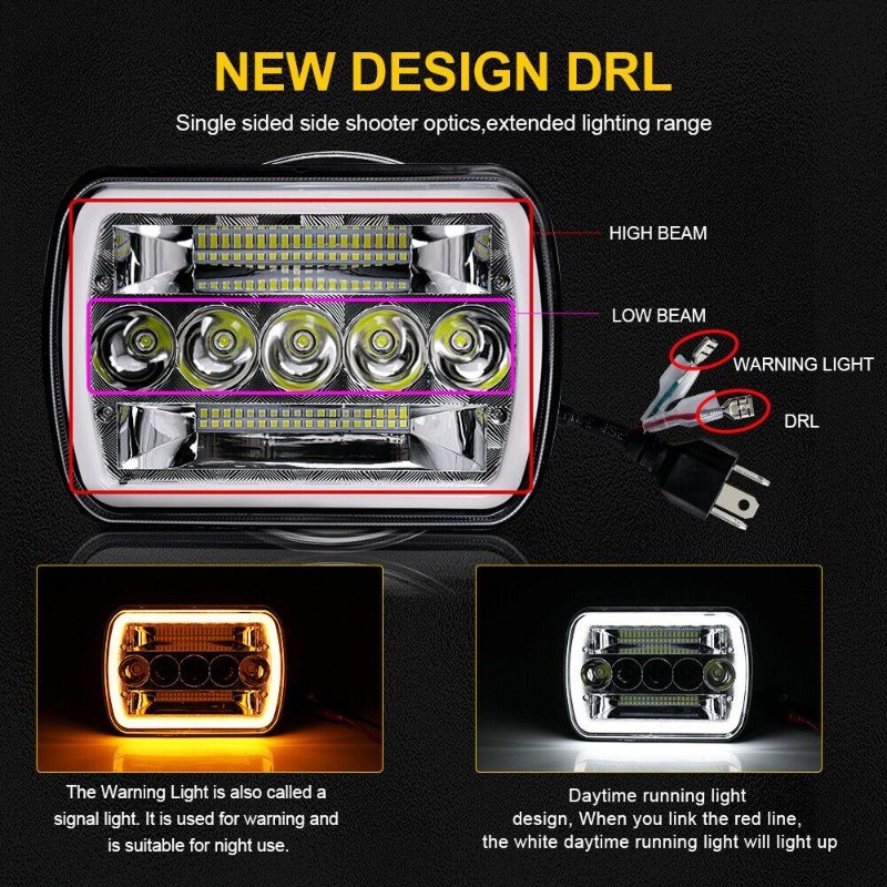 Jeep Headlights 24V 12V 5x7 LED Car Headlight Jeepney Accessories ...