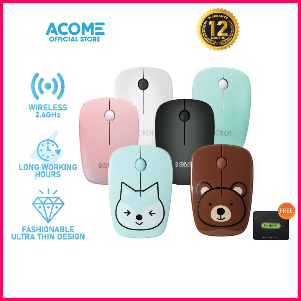 Robot Mouse M220 Silent Wireless Mouse Gaming Mouse 2.4GHz USB Optical ...