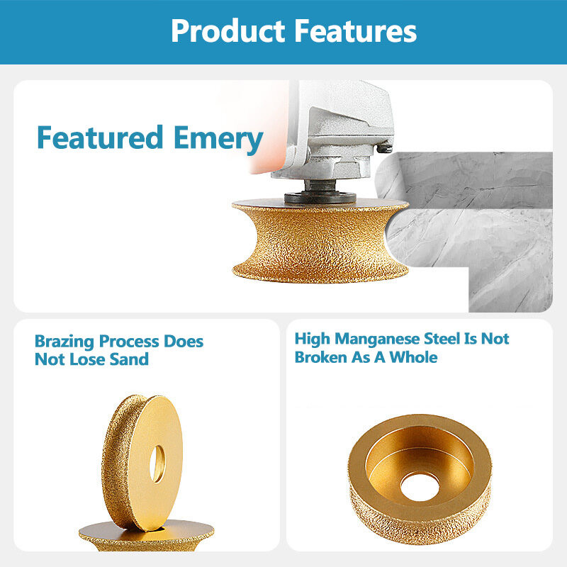 Bore 20mm Dia 75mm Dry Vacuum Brazed Diamond Profile Grinding Wheel ...
