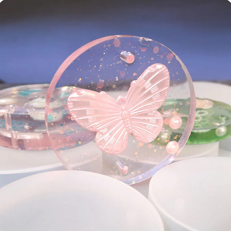 Round Goo Cards Mold Diy Double Hole Pendant Charms Epoxy Resin ...