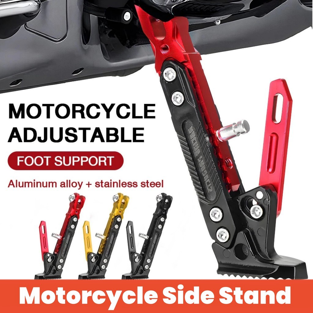 Motorcycle Side Stand CNC Full Aluminum Alloy Universal Adjustable Foot ...