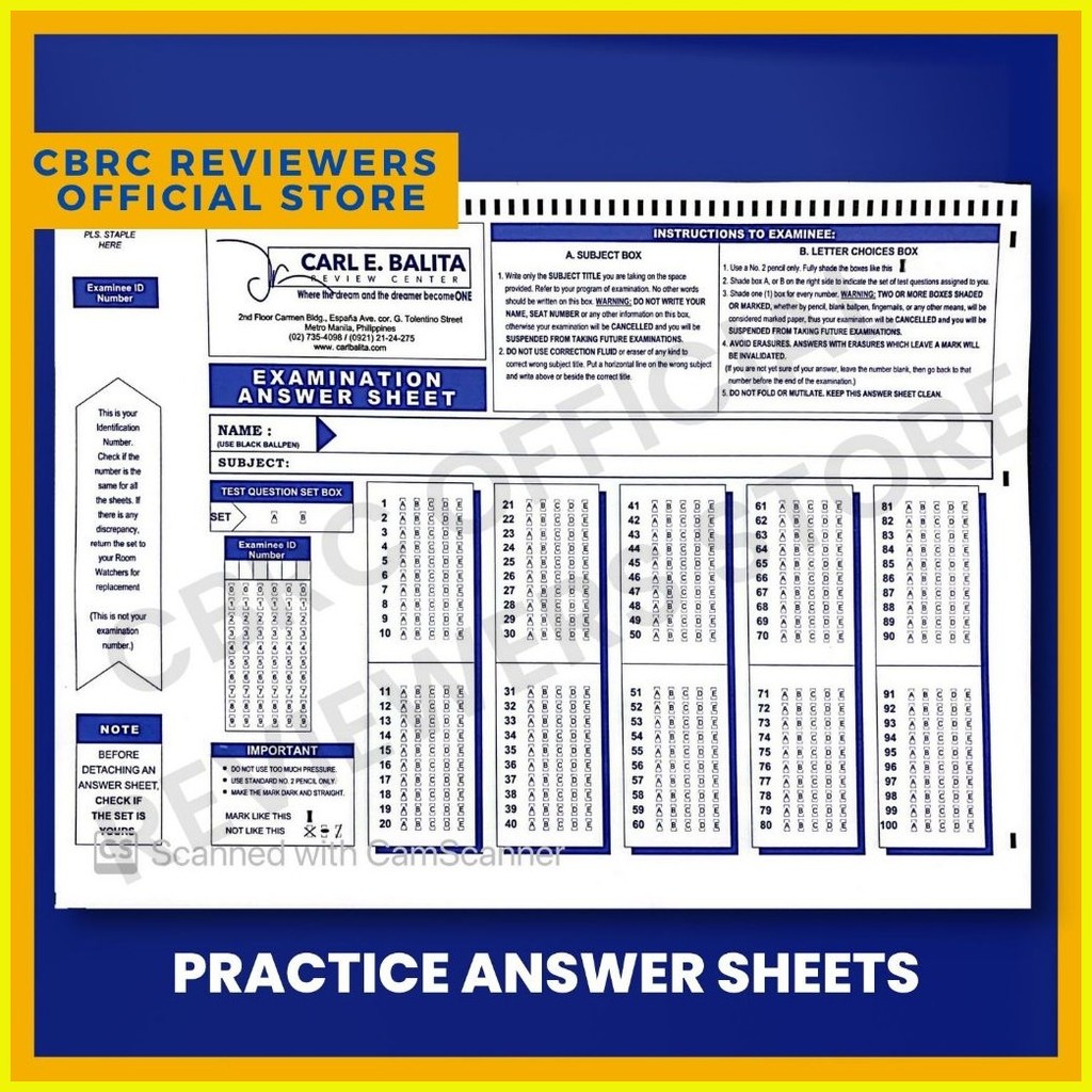ி l♡Vの 5 Pieces CBRC Examination Answer SCANTRON Sheets (Folded ...