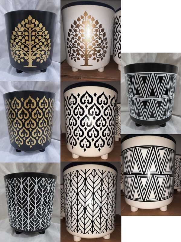 NEW LARGE Printed Design Pots For Plants W/ Foot 9X9.5 Inches - P149 ...