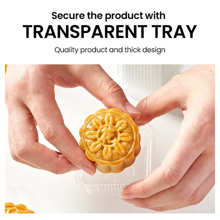 100pcs Transparent Mooncake Tray Food Packaging Box Pastry Cake Baking ...