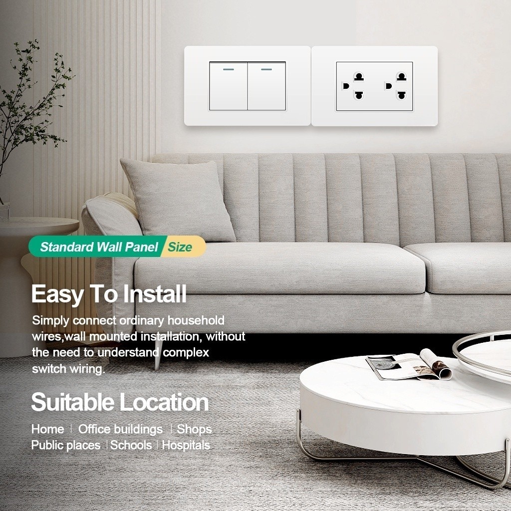 White Series 1/2/3 Gang Outlet & Wall Light Switch - Universal Multiple ...