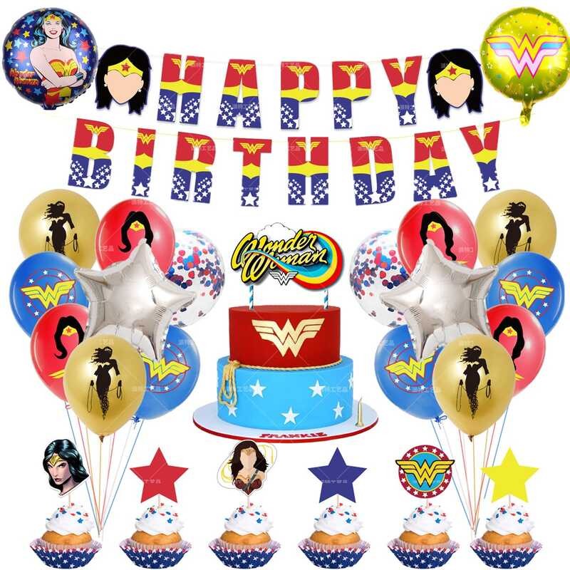 Erhero SK Theme Kid Birthday Balloon Decoration Wonders Woman Banner ...