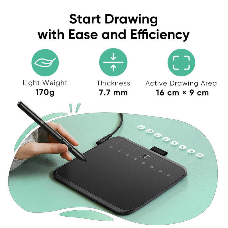 XPPen Deco 640 Graphics 16K Pressure Levels 6 Inch Drawing Tablet with ...