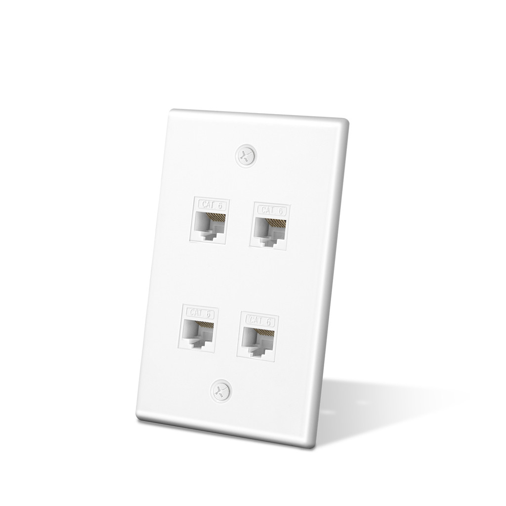 ZOERAX Ethernet Wall Plate Outlet, 4 Port Matte Keystone Wall Plate ...