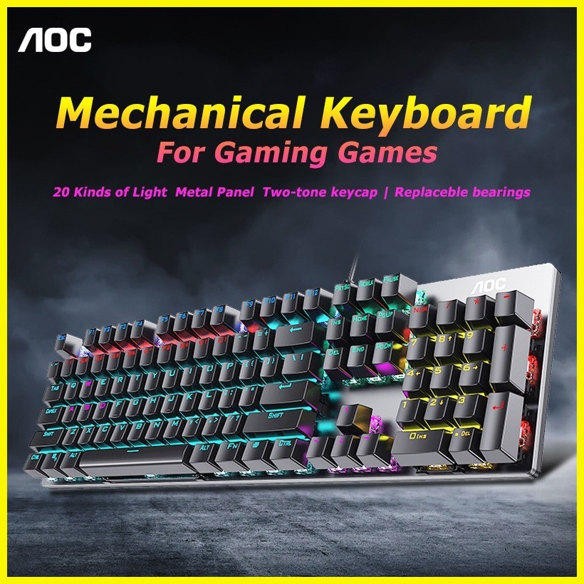 § ☃ 【Crownbear】AOC Mechanical Keyboard RGB Red Mechanical Gaming ...