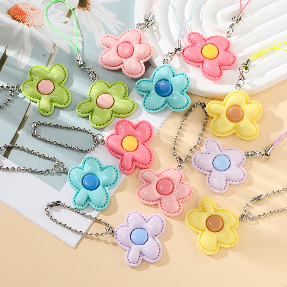 St. kunkka Colorful Resin Flower Keychain Bead Chain School Bag Cute ...
