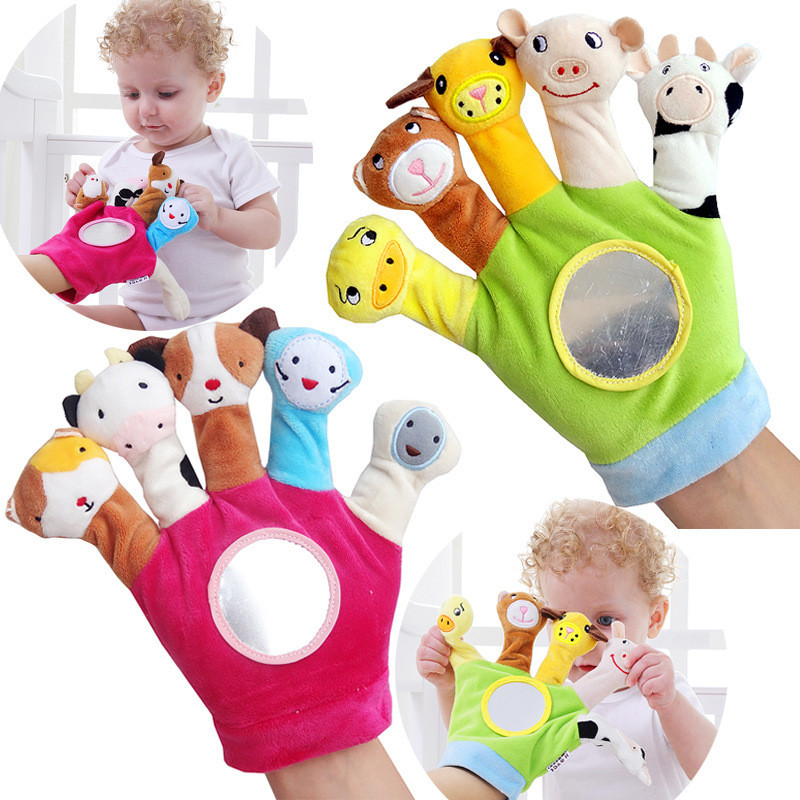 Funny Cute Animal Hand Puppets Fabric Finger Puppet Baby 0-36 Months ...