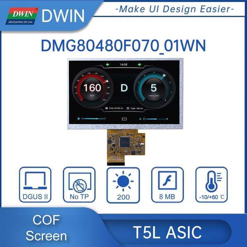 7 DWIN inch, 800*480 resolution, 262K colors, -TFT-LCD, COF structure, Resistive Touch Screen ...