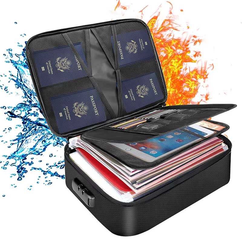 62 Portable Multilayer Fireproof Document Organizer Bag Waterproof File ...