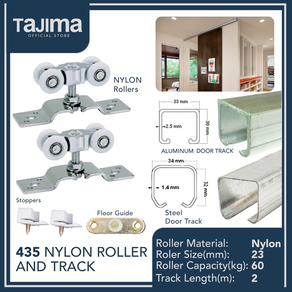 Tajima Heavy Duty Nylon Hanger Roller and 2-meter Door Track for ...
