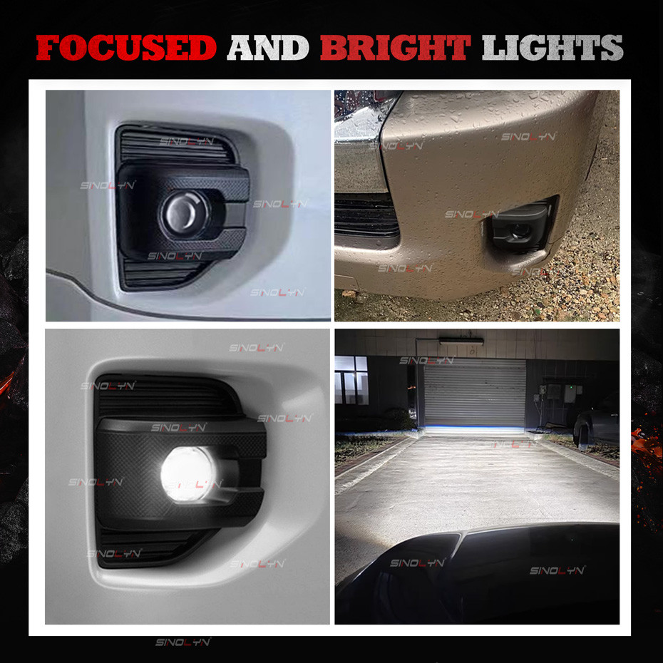 Sinolyn Bi-LED Projector Lens H11 Fog Lights For 2014-2018 Toyota Hiace ...
