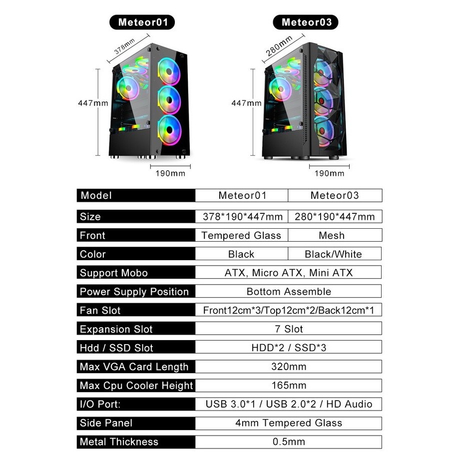 INPLAY Meteor 01/meteor 03 Desktop Computer gaming case cpu case ...