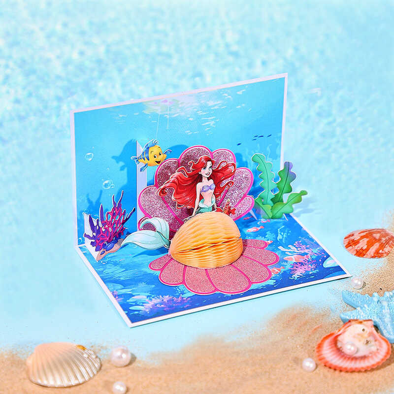 The Little Mermaid 3D Greeting Card With Envelope Exquisite Pearl Pop ...