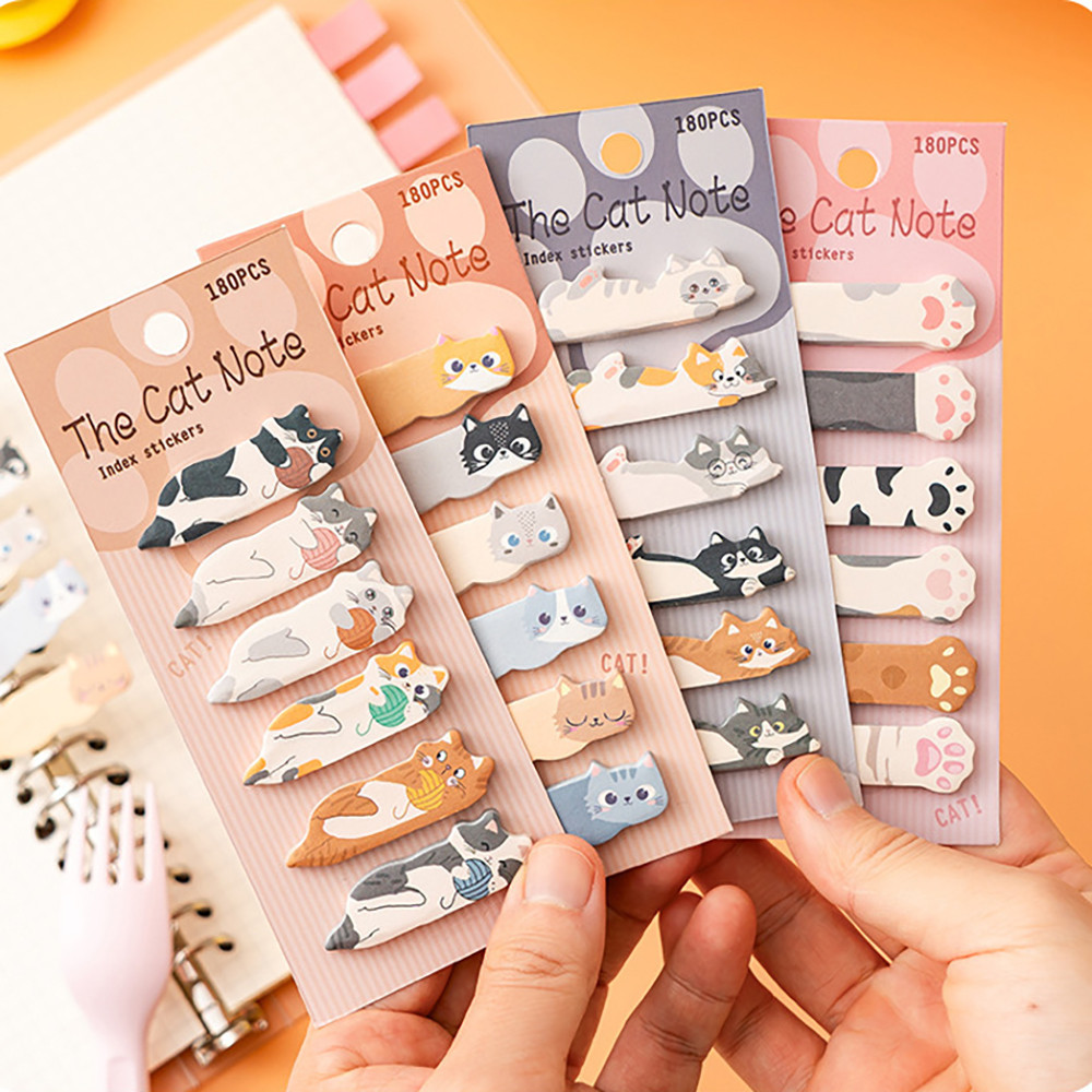 180 Sheets Cute Cat Sticky Notes Student Classified Indexing Stickers ...