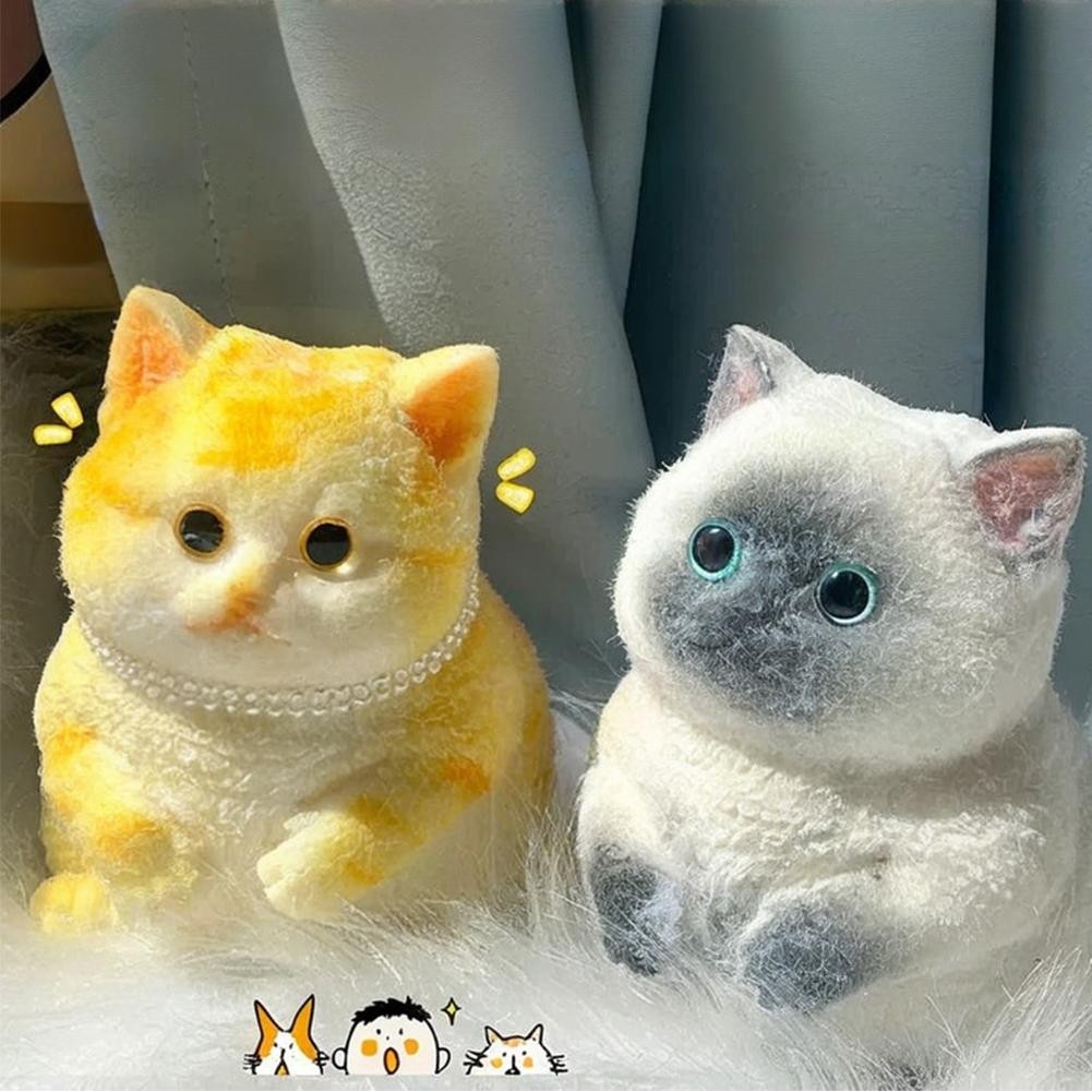 Cute Simulation Cat Squeeze Toy Silicone Pinch Decompression Toy TPR ...