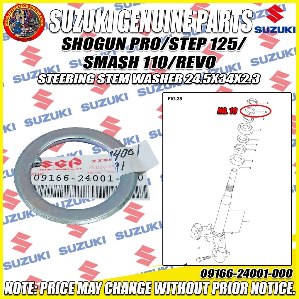 SHOGUN PRO/STEP 125/SMASH 110/REVO STEERING STEM WASHER 24.5X34X2.3 ...
