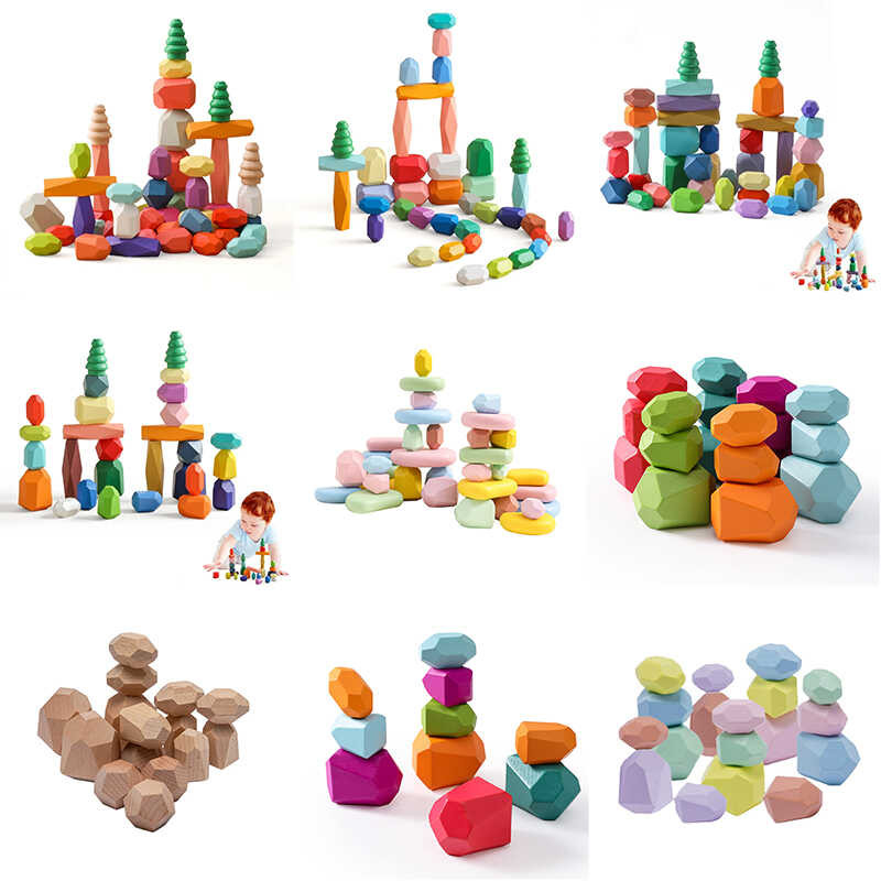 Sorting Wooden Stacking Rocks Stones Sensory Toddler Learning ...