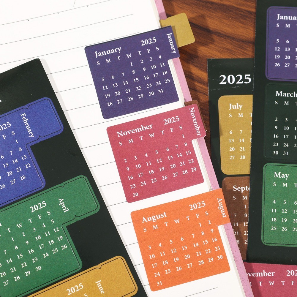 2025 Year Calendar Index Stickers Vintage Fashion Notebook Planner ...