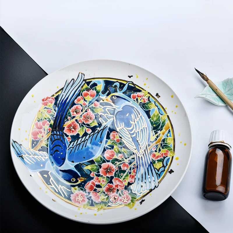 Water Tracing Edge Pure Gold Glaze DIY Ceramic Crafts Pottery Ware ...