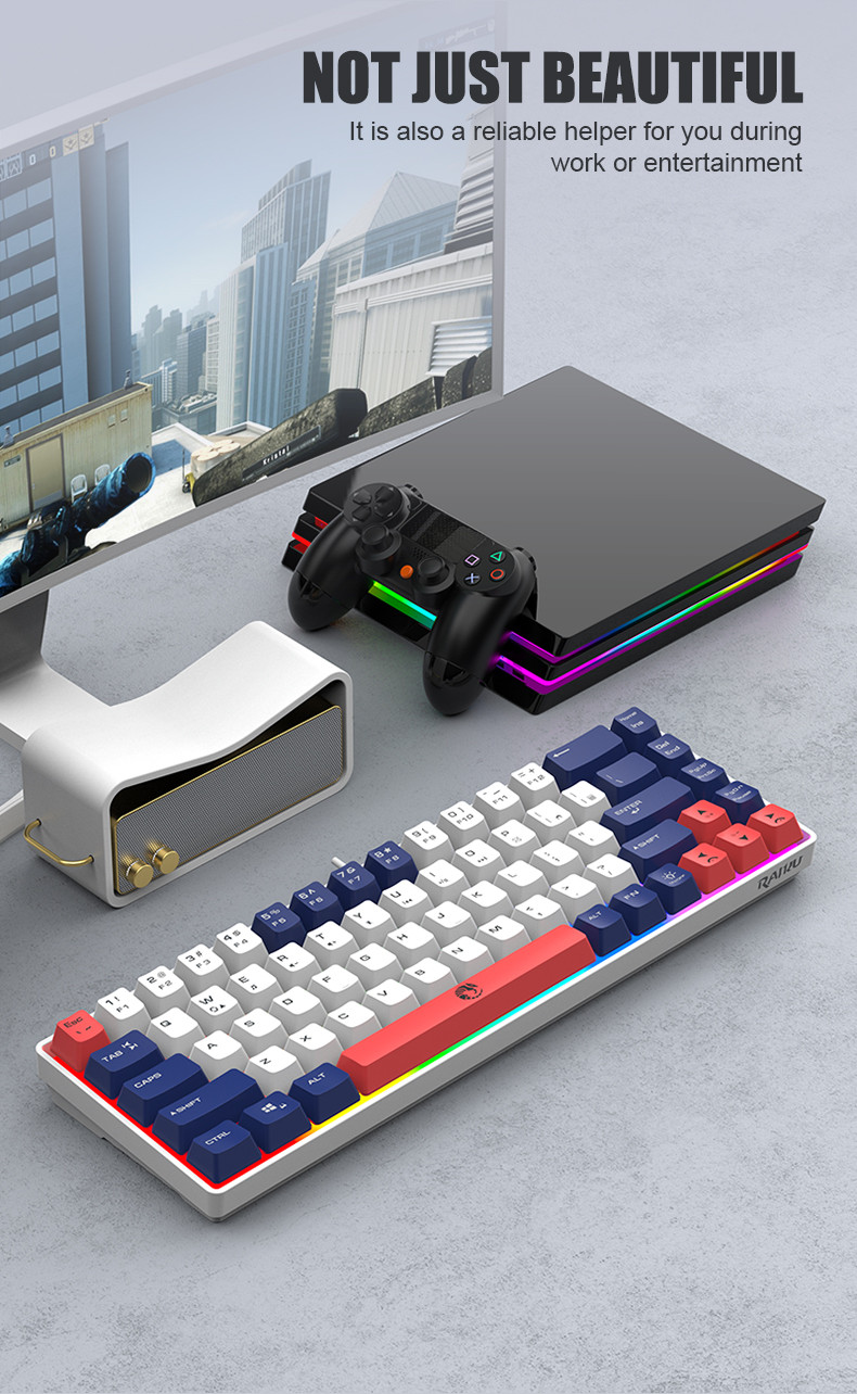 Zeus x RAIKU K68 68-Key Compact RGB Gaming Keyboard with 3 Keycaps ...