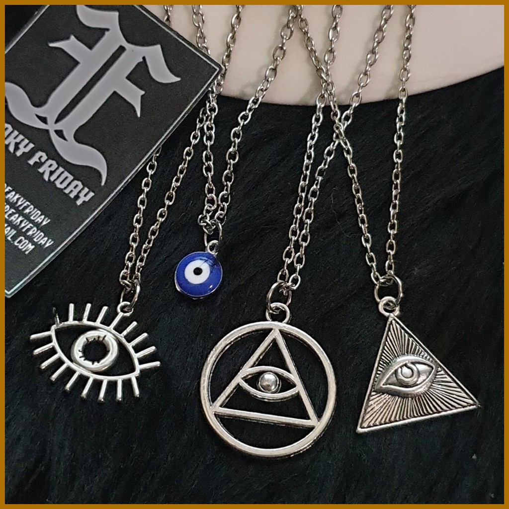 All Seeing Evil Eye Illuminati Charm Chain Necklace - Gothic Punk Wicca ...