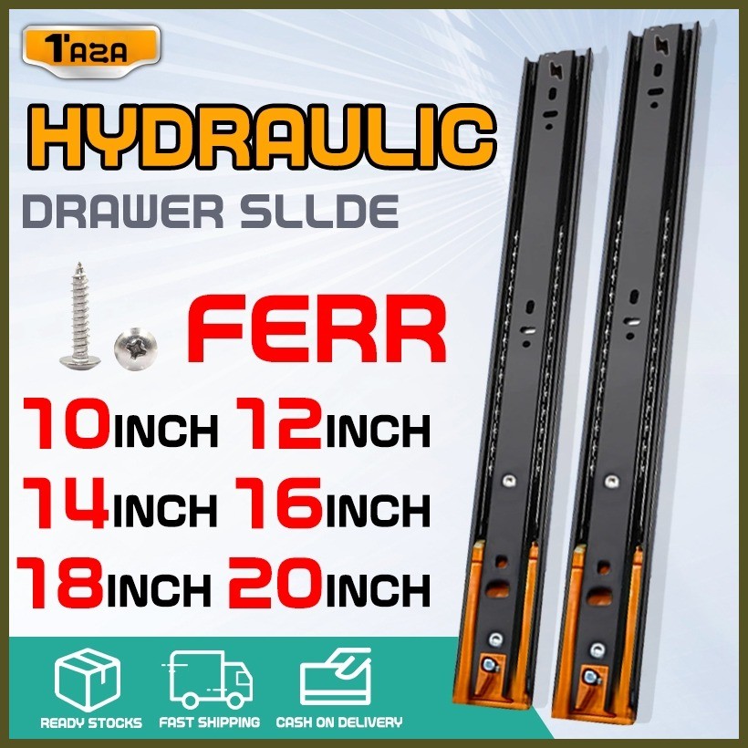 ♑ (A PAIR) Hydraulic Drawer Slider Rail Drawer Guide Bearing Heavy Duty ...