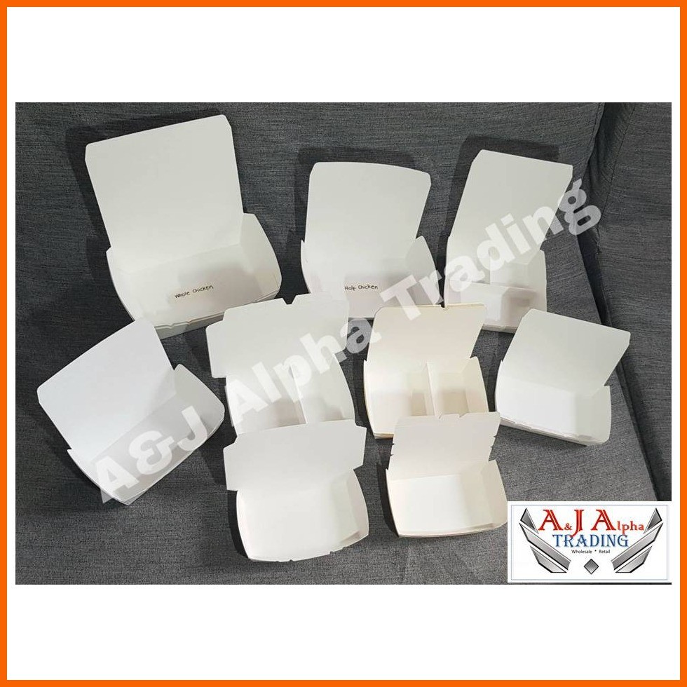 3 Division Paper Meal Box [White] Laminated 50pcs | Shopee Philippines